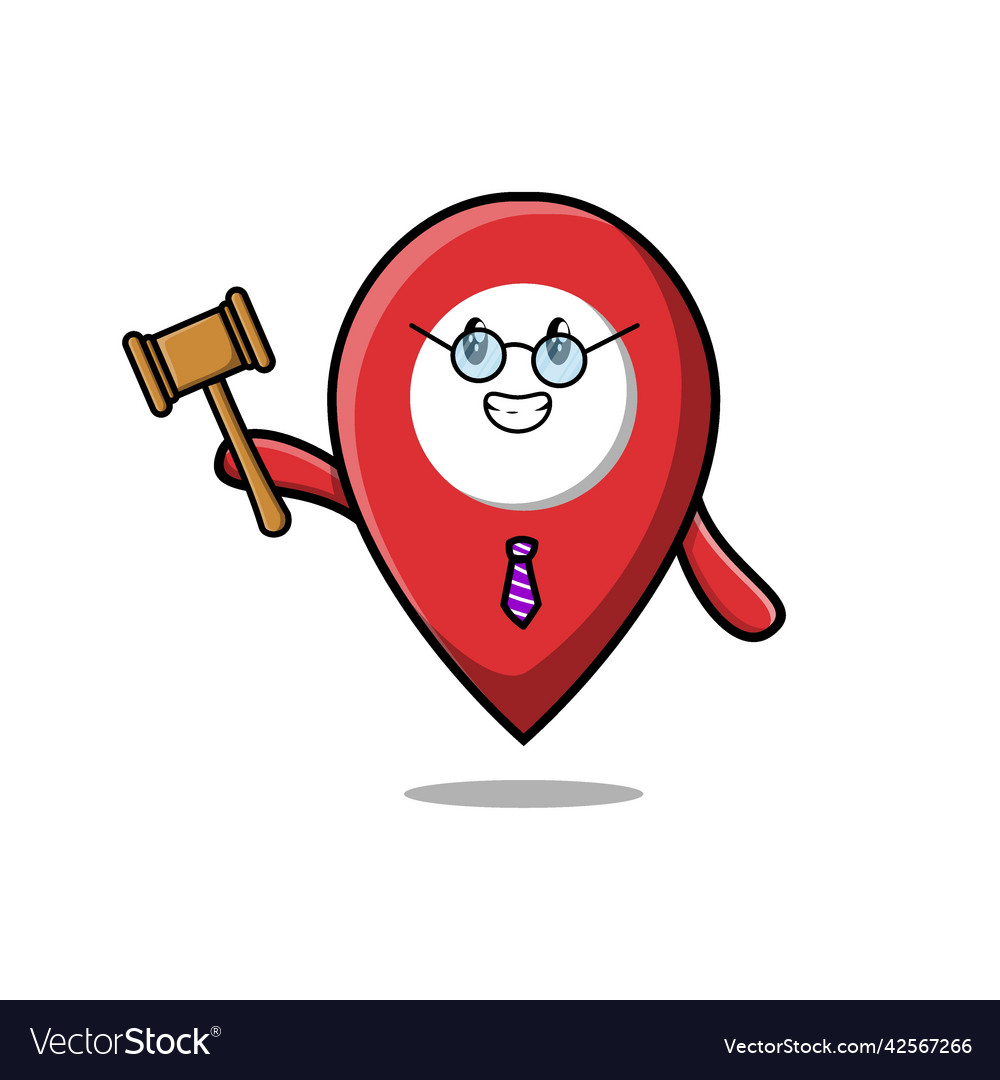 Cute Cartoon Wise Judge Pin Location Royalty Free Vector