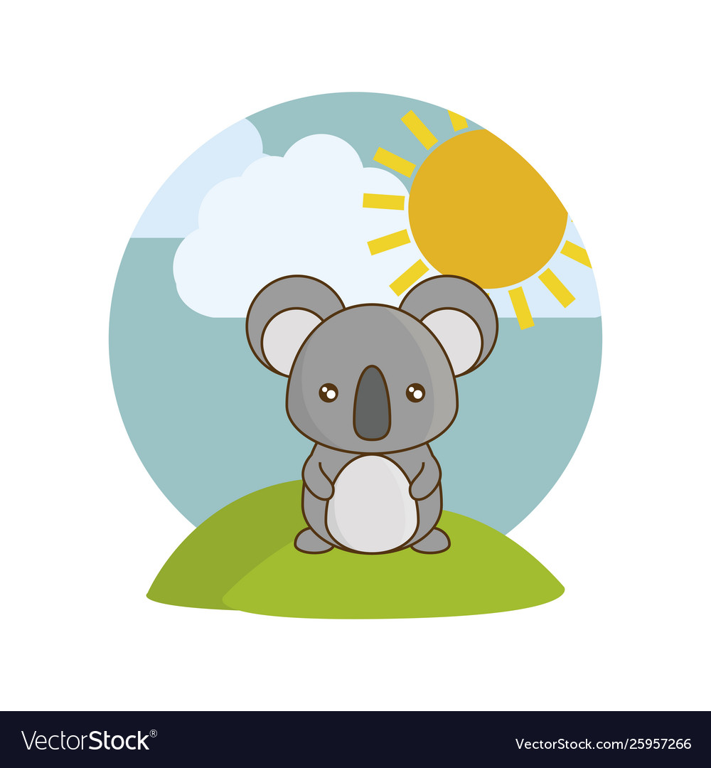 Cute koala animal in landscape natural Royalty Free Vector