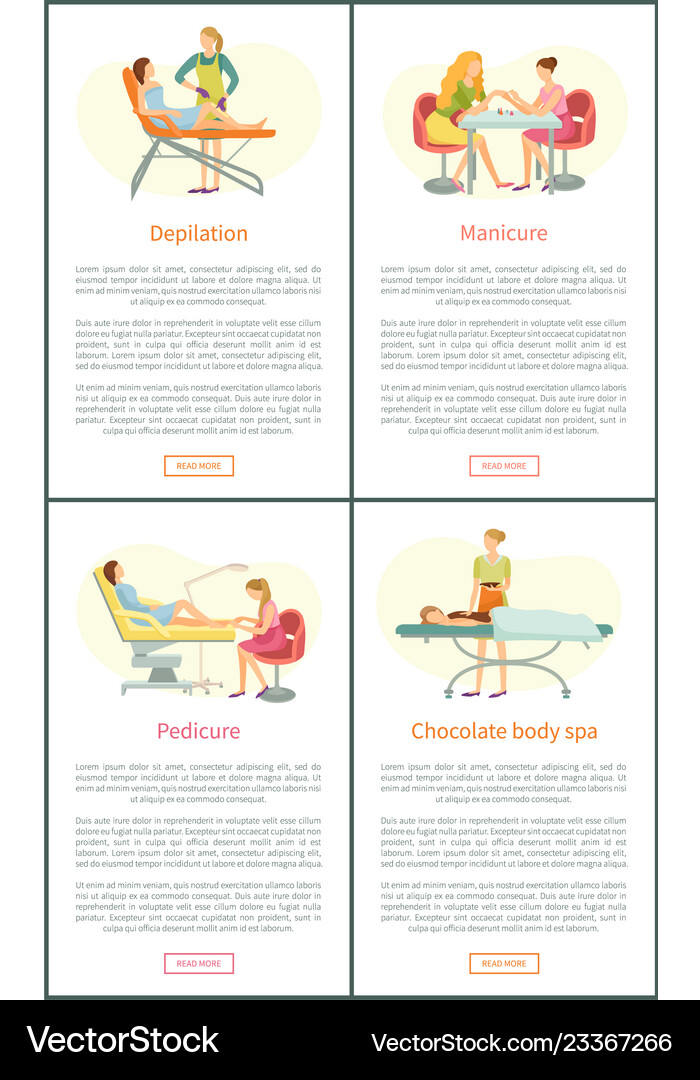 Depilation and pedicure service posters set Vector Image