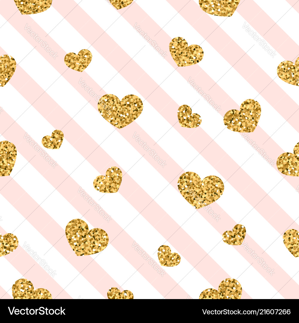 Gold heart seamless pattern pink-white geometric Vector Image