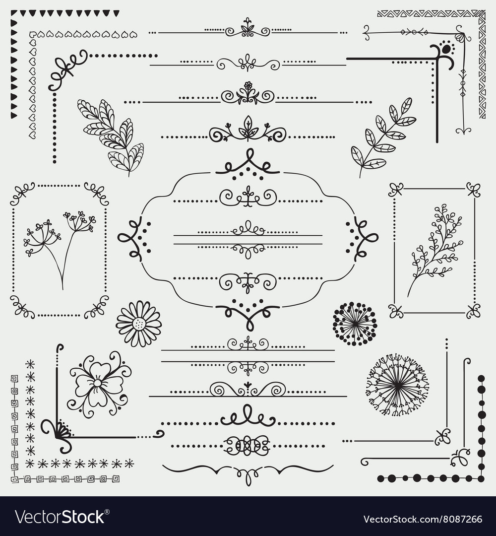 Hand sketched rustic design elements Royalty Free Vector