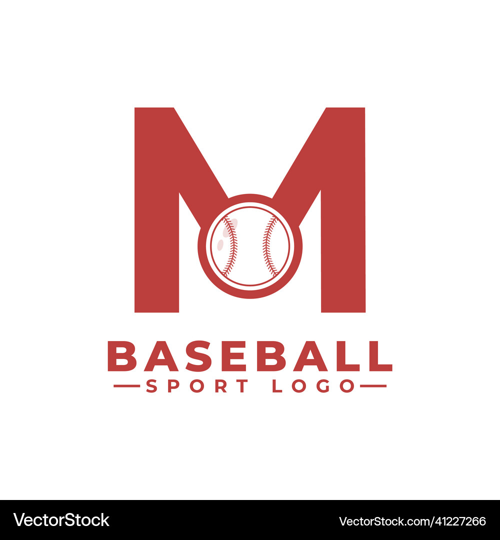 Letter m with baseball logo design design Vector Image