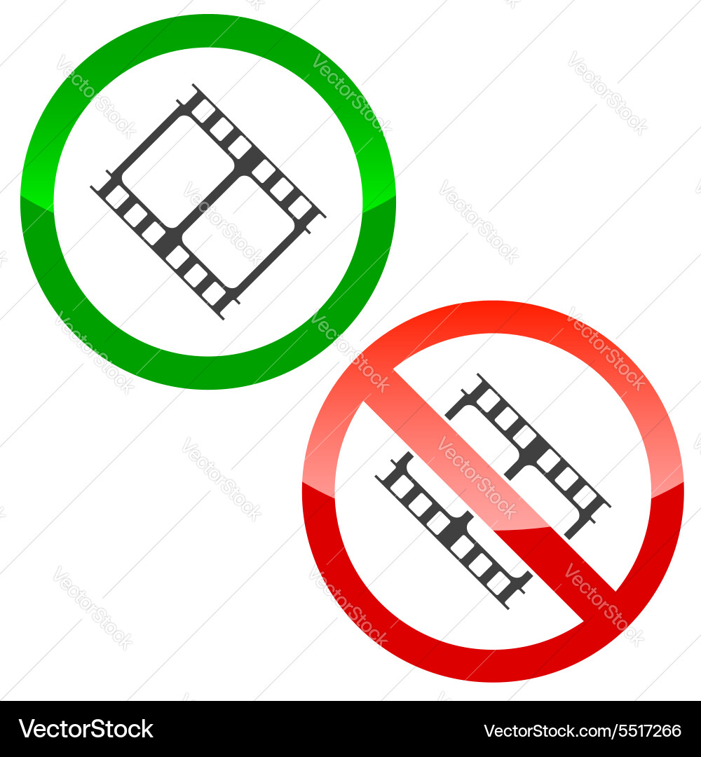 Movie permission signs set Royalty Free Vector Image