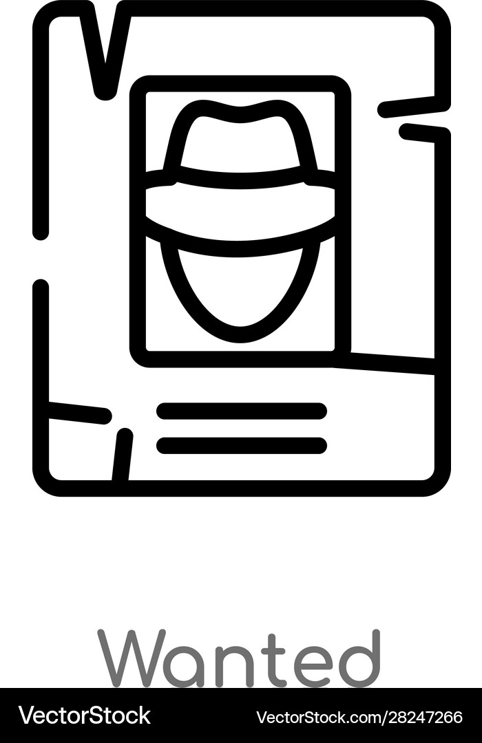 Outline wanted icon isolated black simple line Vector Image
