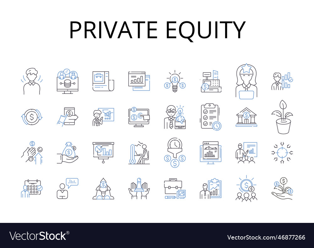 Private equity line icons collection venture Vector Image Private equity line icons collection venture Vector Image