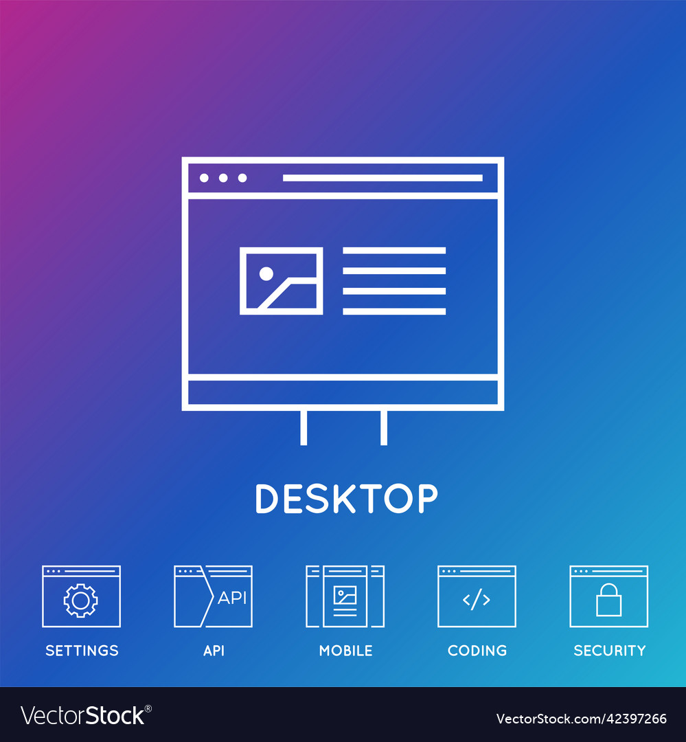 Set of minimal browser developing app and coding Vector Image