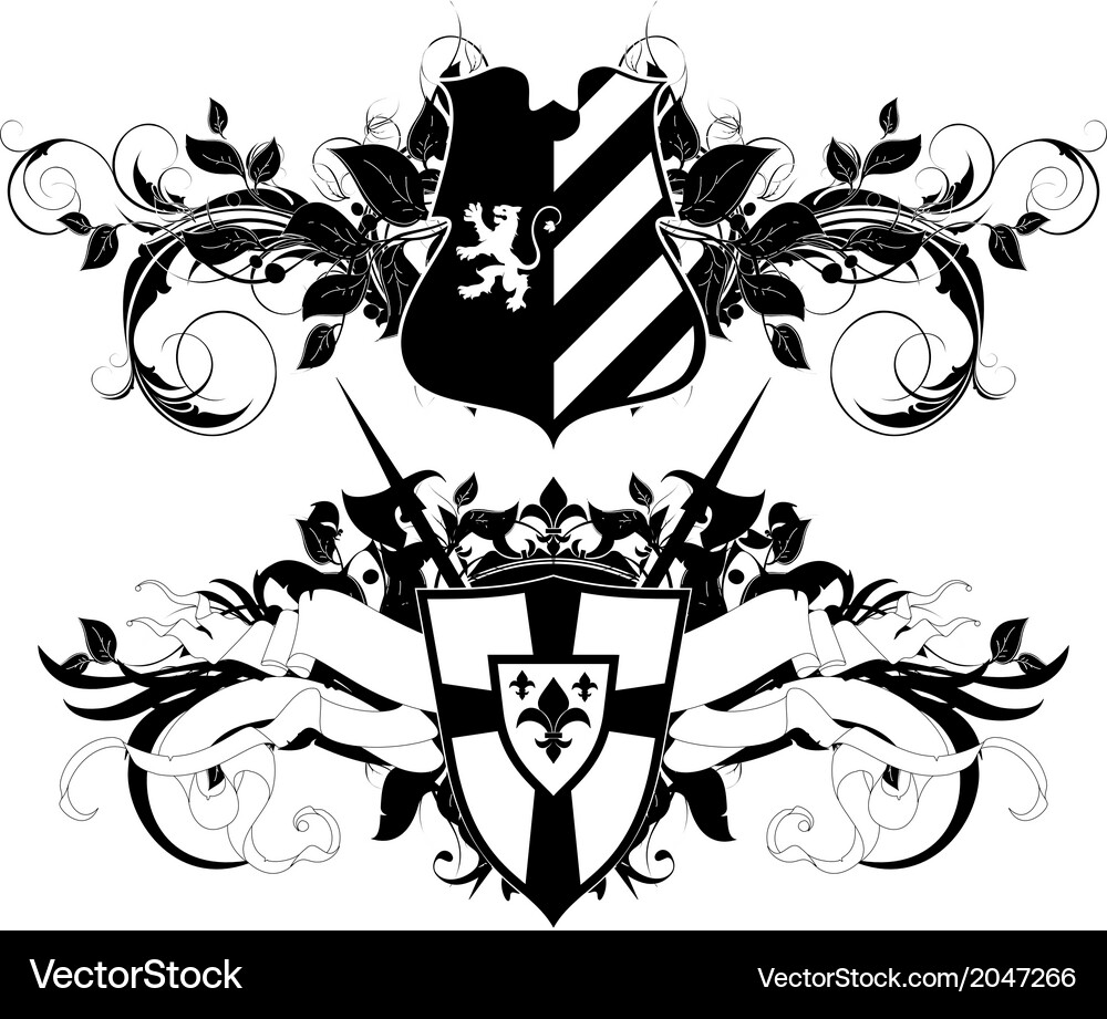 Set of ornamental heraldic shields Royalty Free Vector Image