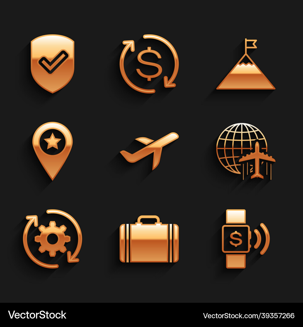 Set plane suitcase for travel contactless – Royalty-Free Vector | VectorStock
