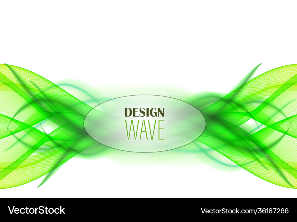 Stylish green horizontal wave abstract smoky Vector Image