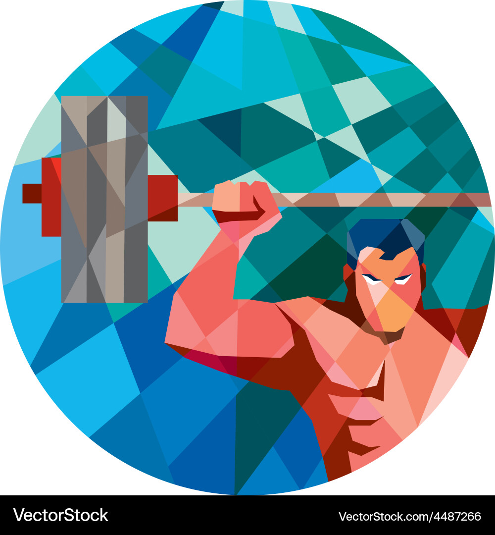 Weightlifter snatch grab lifting barbell low Vector Image