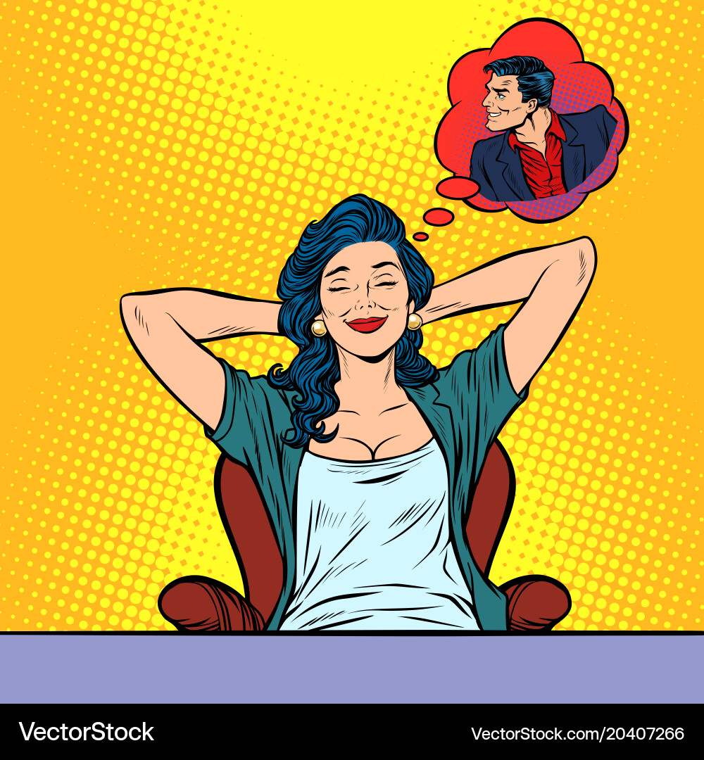 Woman dreams devilish male seducer Royalty Free Vector Image