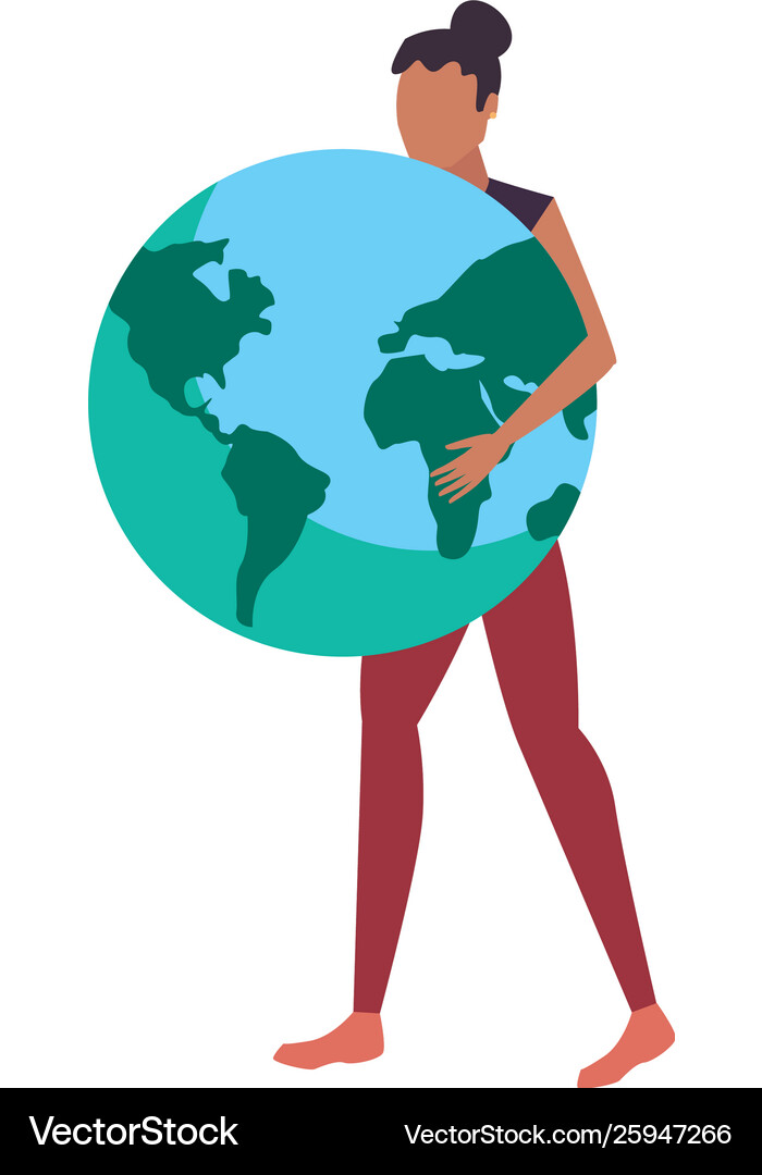 Frau hält Weltkugelkarte Lizenzfreies Vektorbild