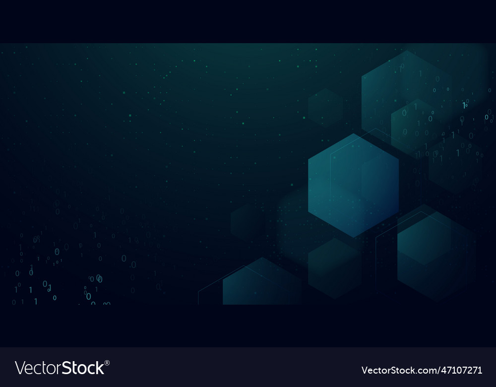 Abstract blue hexagon with binary code background Vector Image