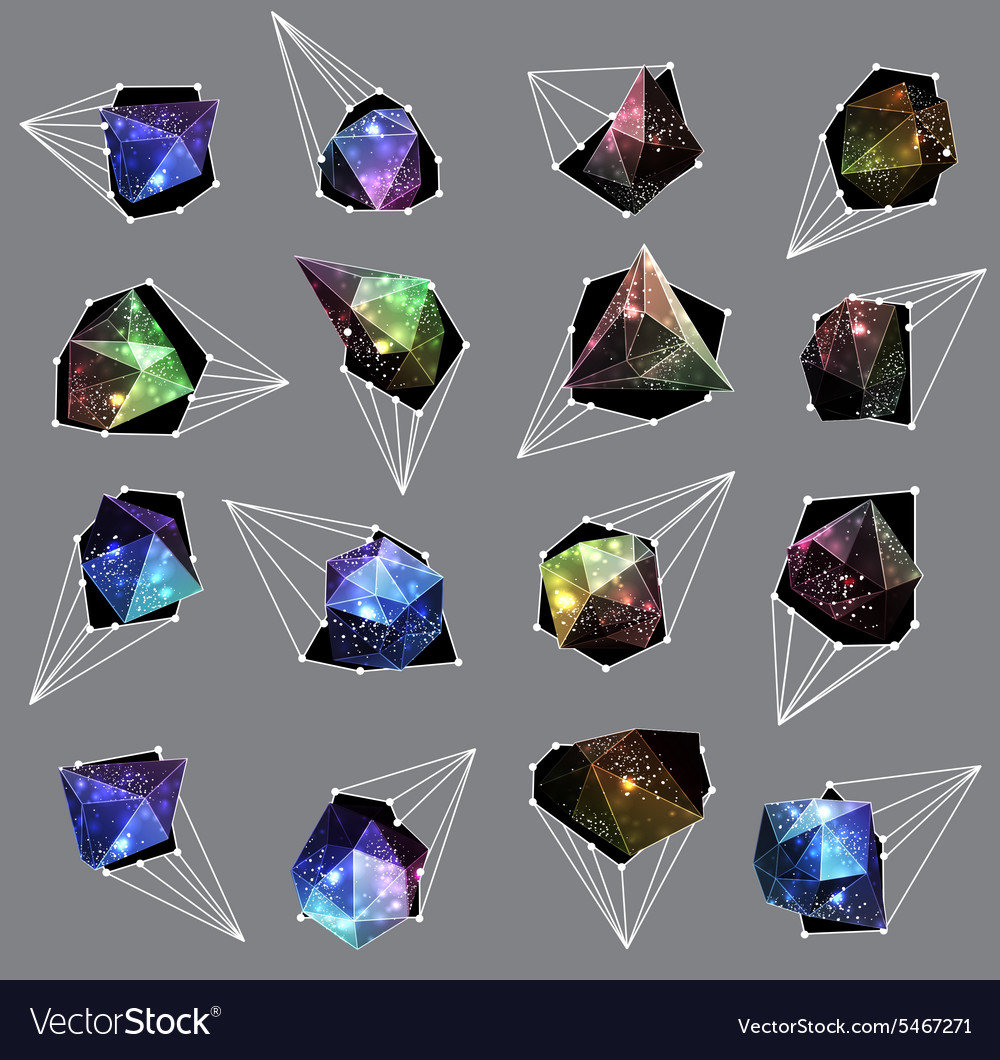 Abstract polygonal label design elements Vector Image