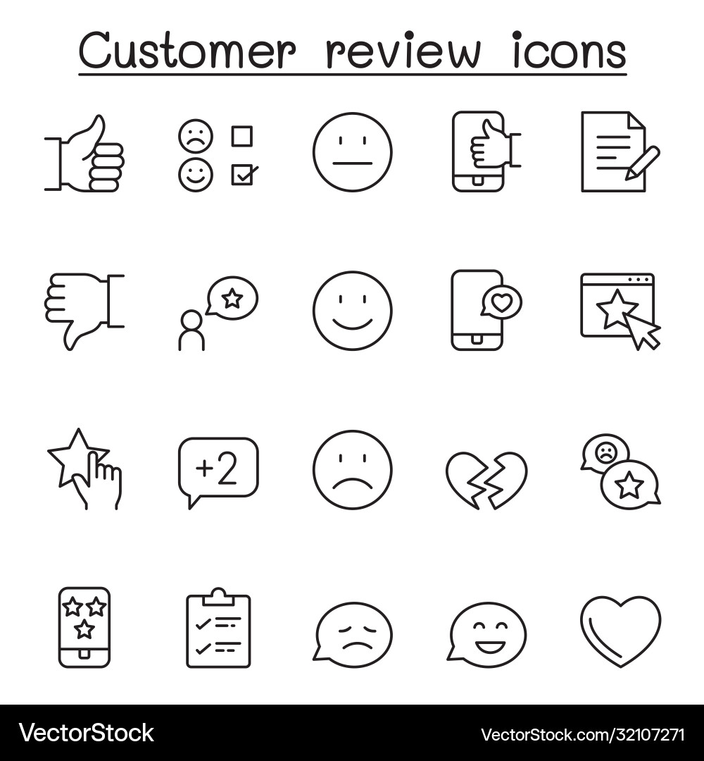 Customer review icons set in thin line style Vector Image