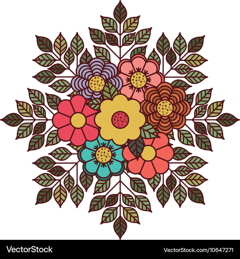 Flower and leaves plant design Royalty Free Vector Image