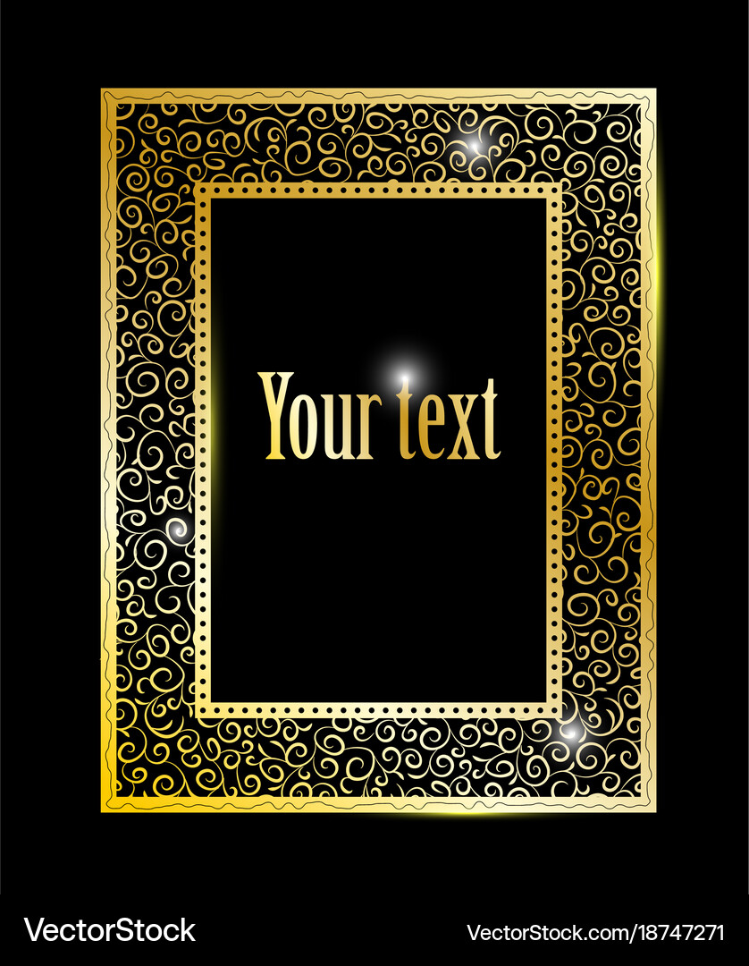 Gold metal frame with floral pattern and lace Vector Image