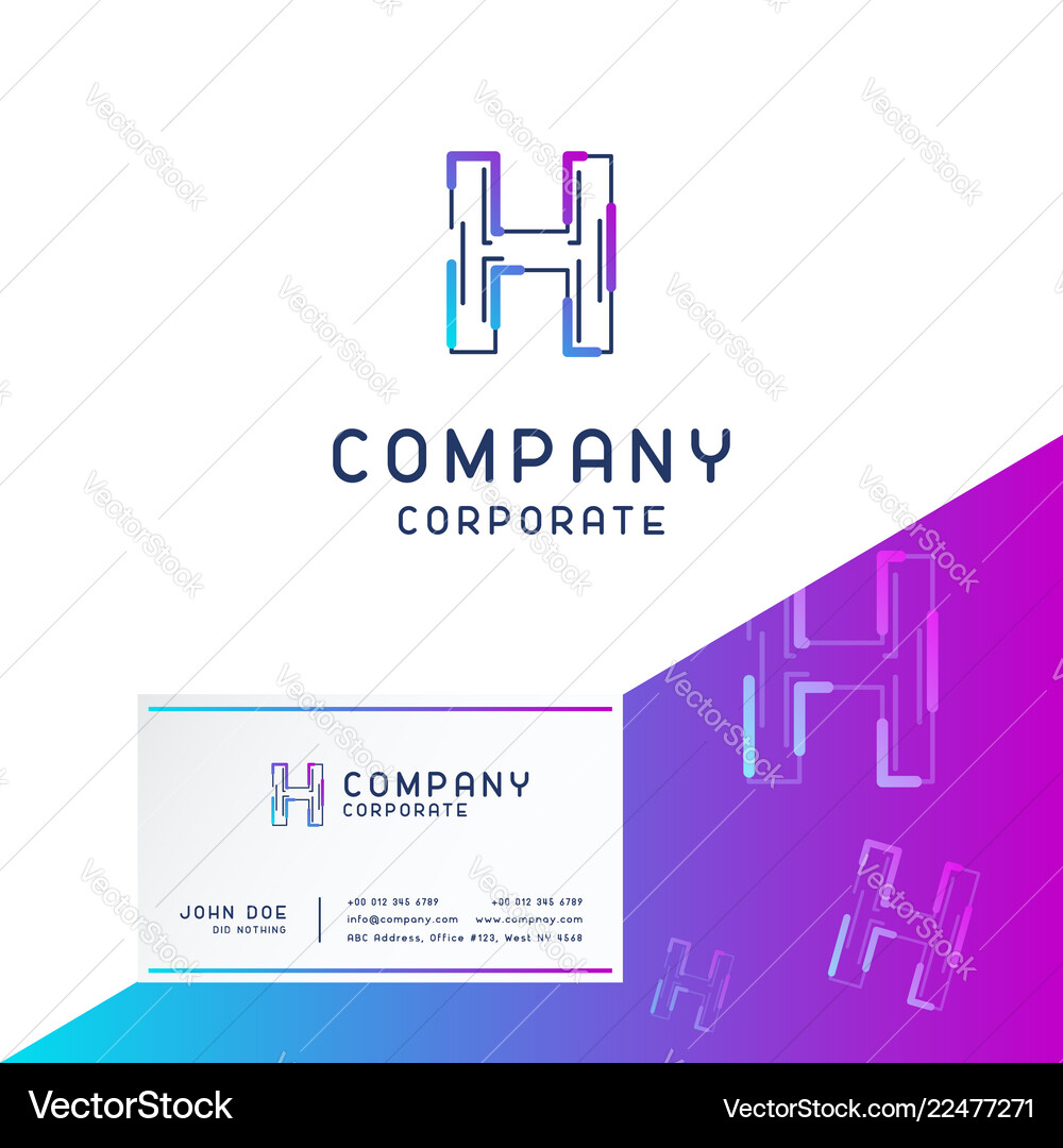 H company logo design with visiting card Vector Image
