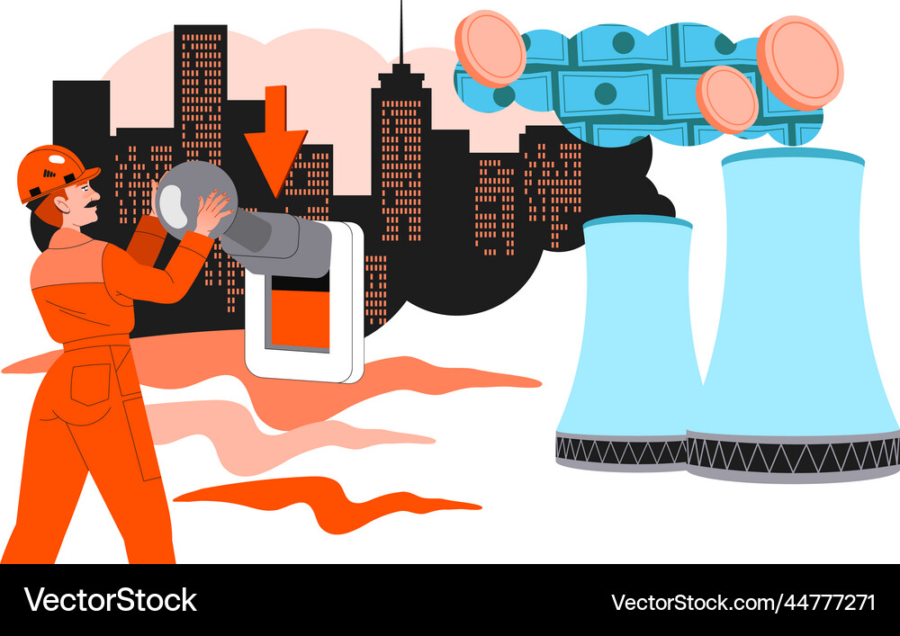 Man electrician turning off electricity switch Vector Image