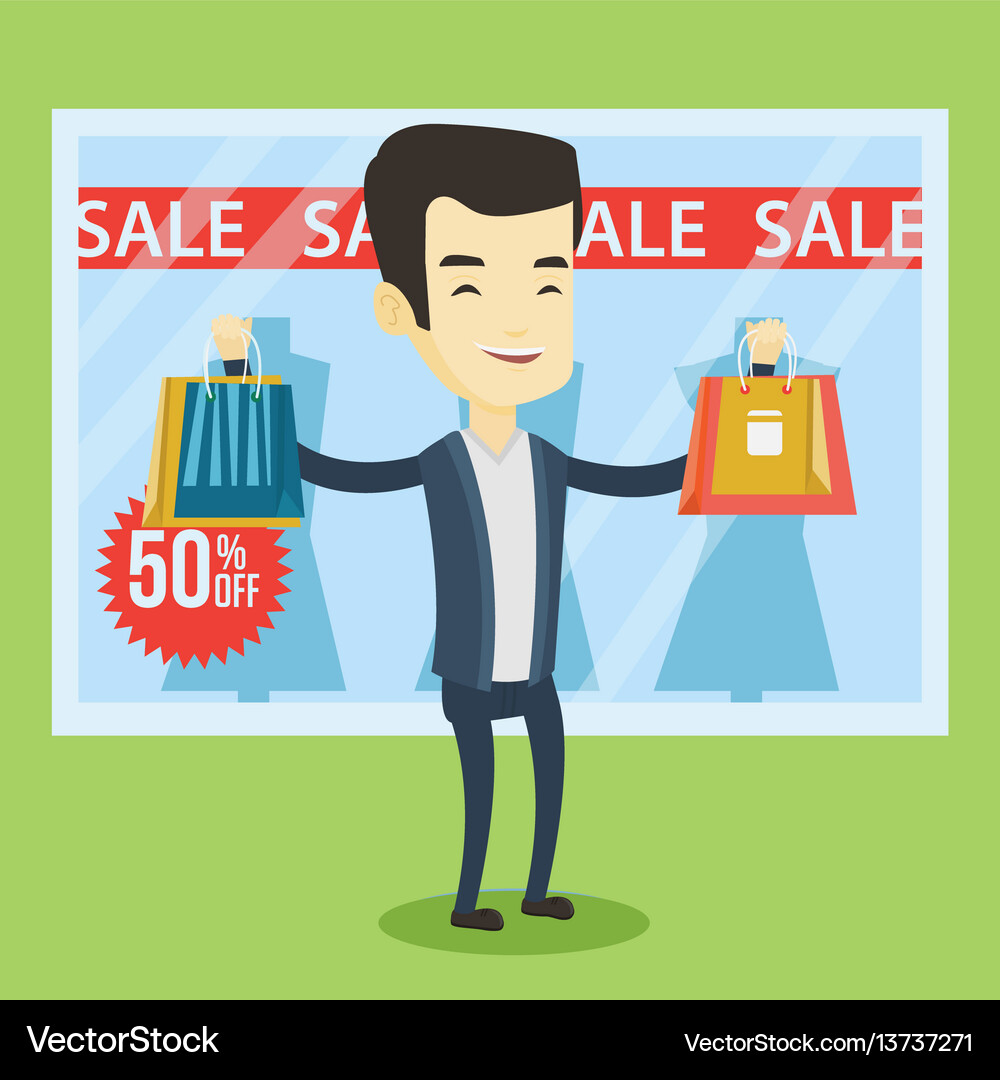Man shopping on sale Royalty Free Vector Image