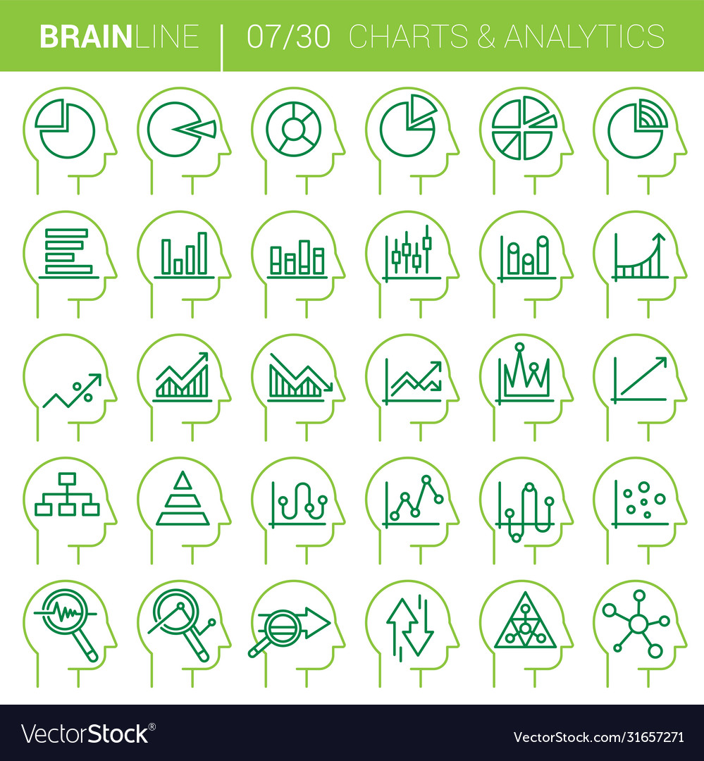 Mind process analytics icons Royalty Free Vector Image