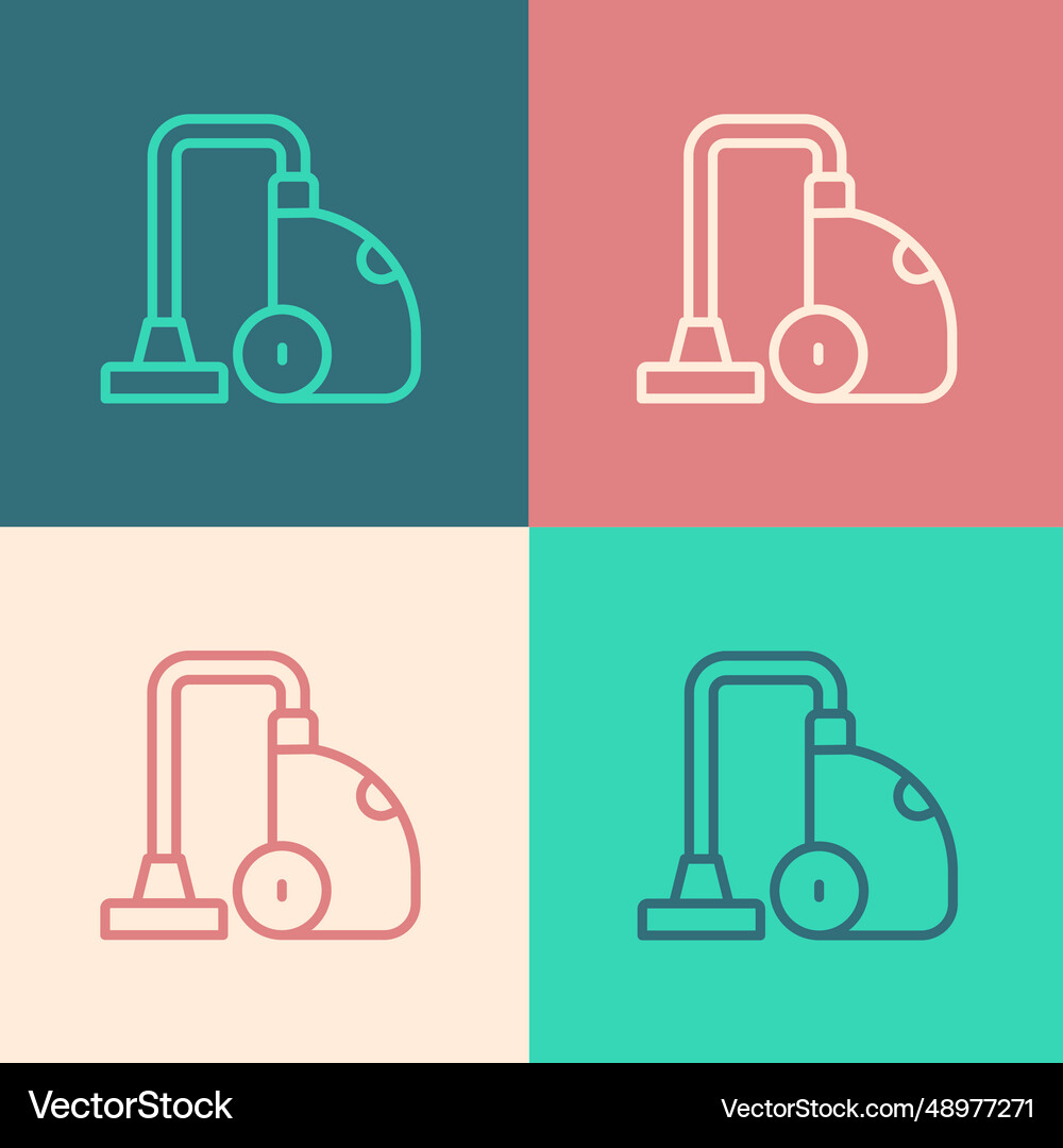 Pop art line vacuum cleaner icon isolated Vector Image