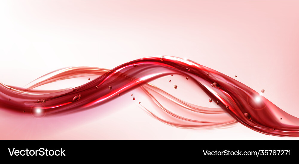 Red flowing liquid splash realistic juice or wine Vector Image
