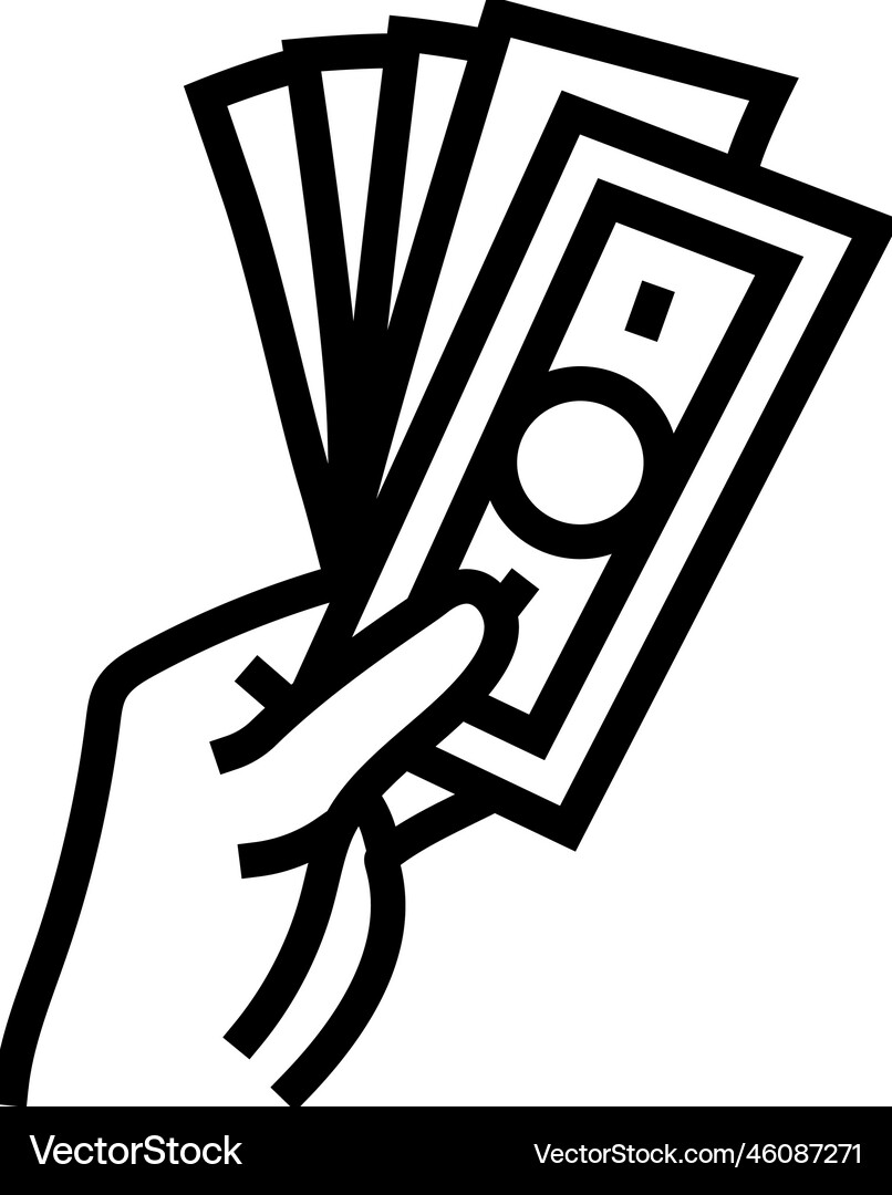 Rich money hand line icon Royalty Free Vector Image