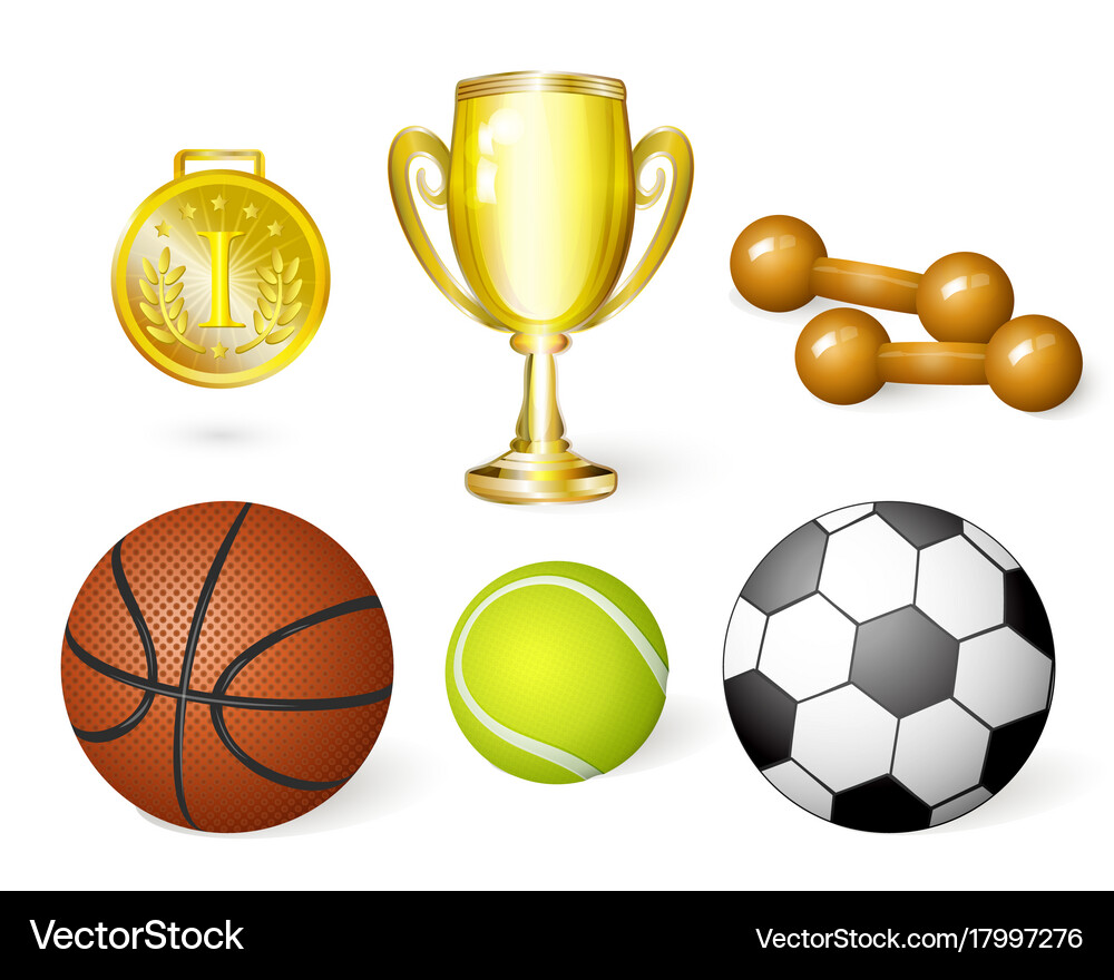 Cartoon sport equipment set Royalty Free Vector Image