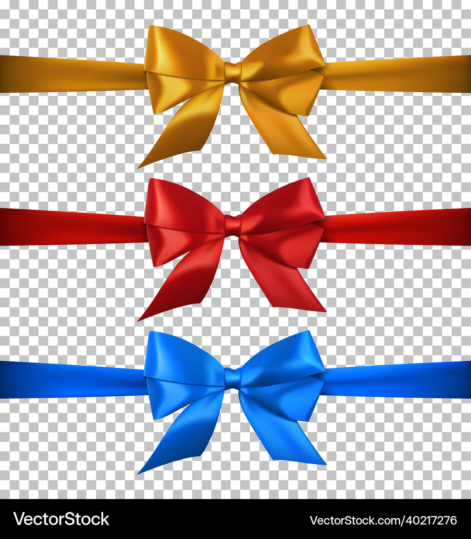 Color bows set isolated isolated on transparent Vector Image