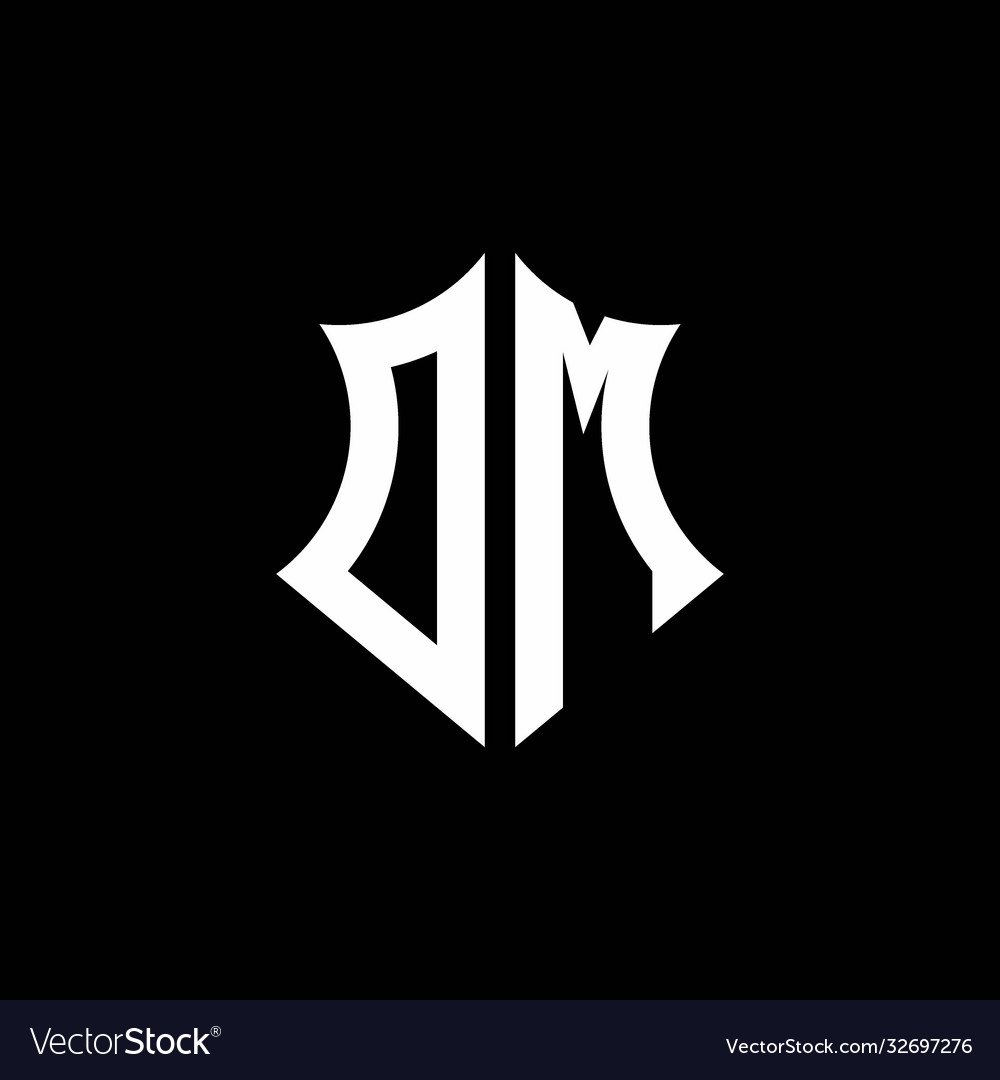 Dm monogram logo with a sharp shield style Vector Image