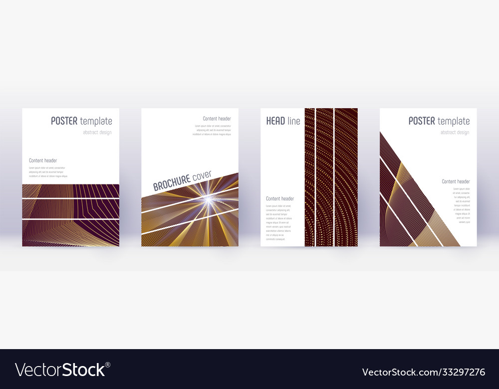 Geometric brochure design template set gold abstr Vector Image