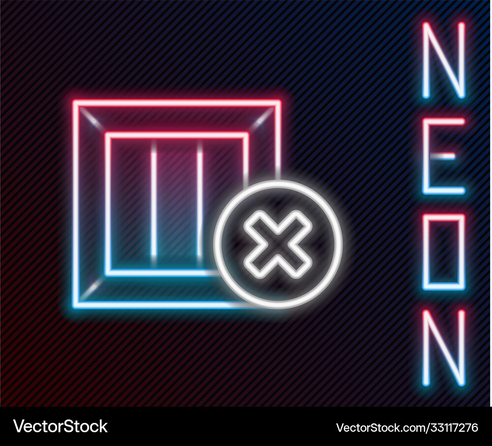 Glowing neon line wooden box and delete icon Vector Image
