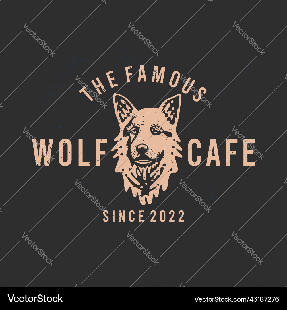 Logo shirt design the famous wolf cafe Royalty Free Vector