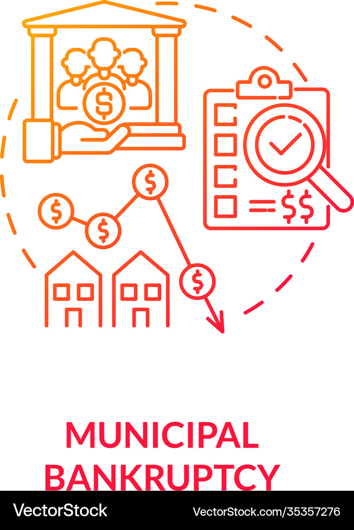 Municipal bankruptcy red gradient concept icon Vector Image