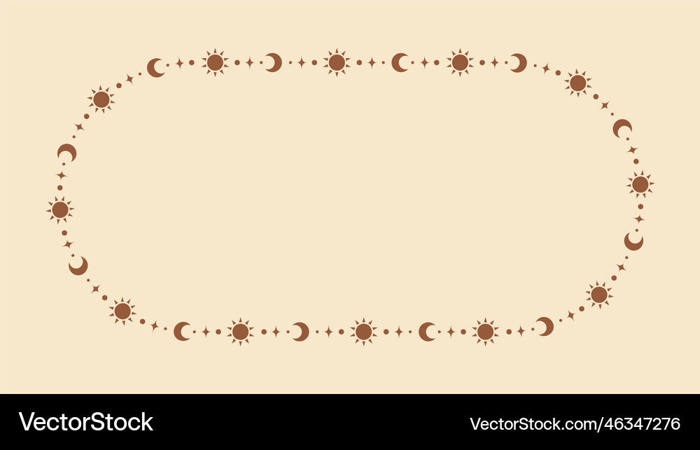 Mystic celestial frame with sun stars moon phases Vector Image