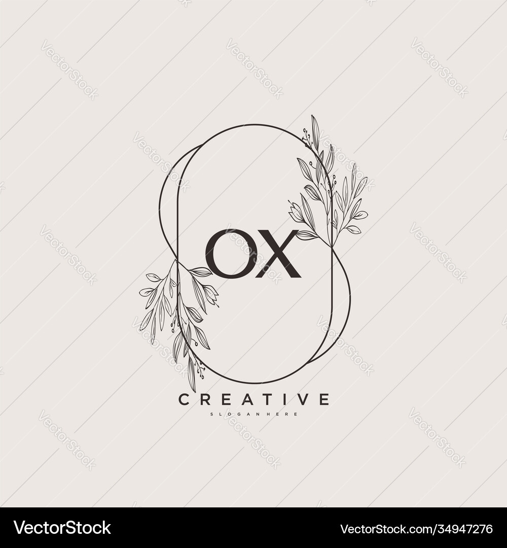Ox beauty initial logo art handwriting logo Vector Image