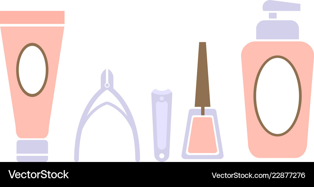 Pedicure icons set pedicure accessory tools Vector Image