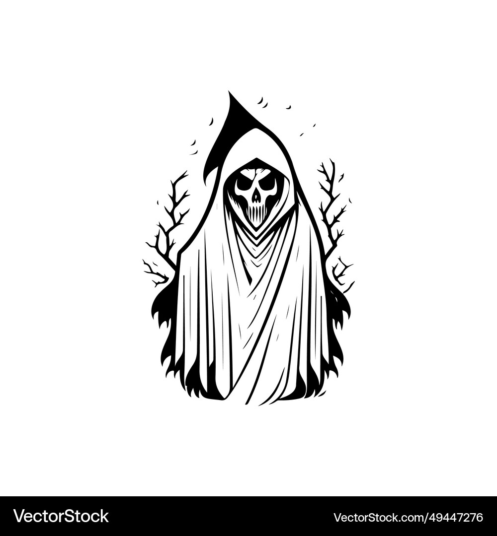 Reaper icon hand draw black colour halloween Vector Image