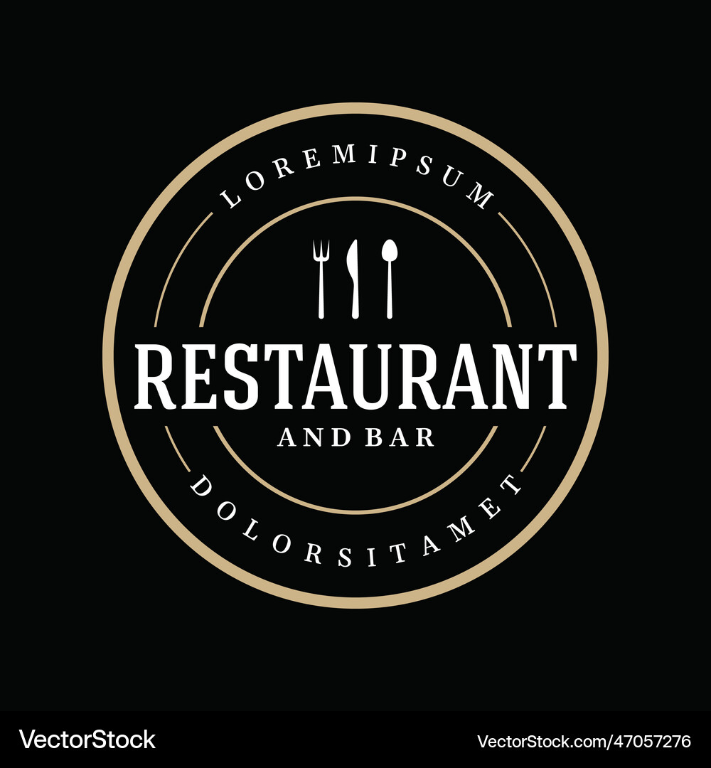 Retro restaurant emblemlogo design cutlery Vector Image
