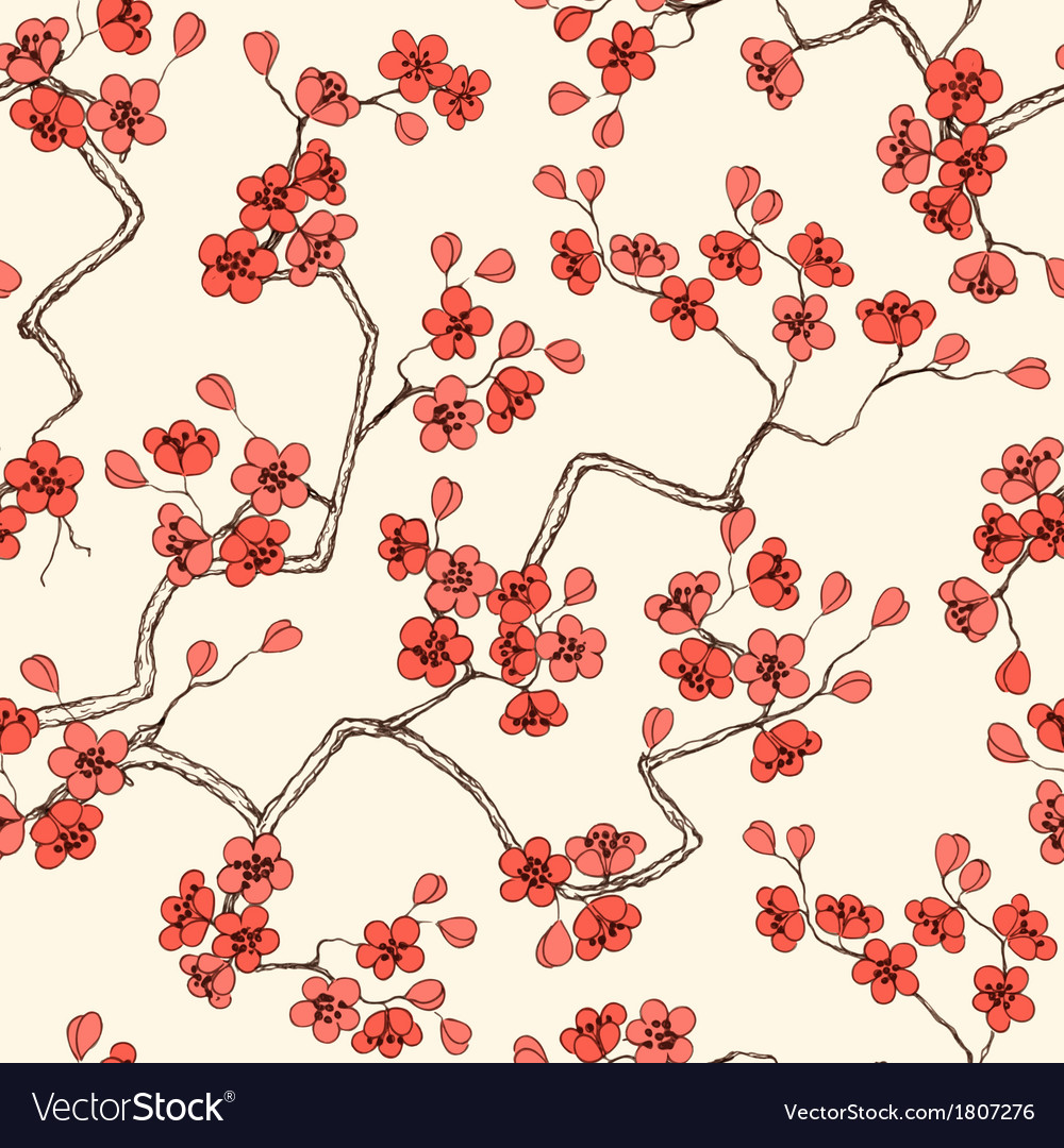 Sakura blossoms seamless pattern Royalty Free Vector Image