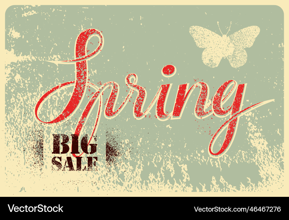 Spring big sale calligraphic stencil poster Vector Image