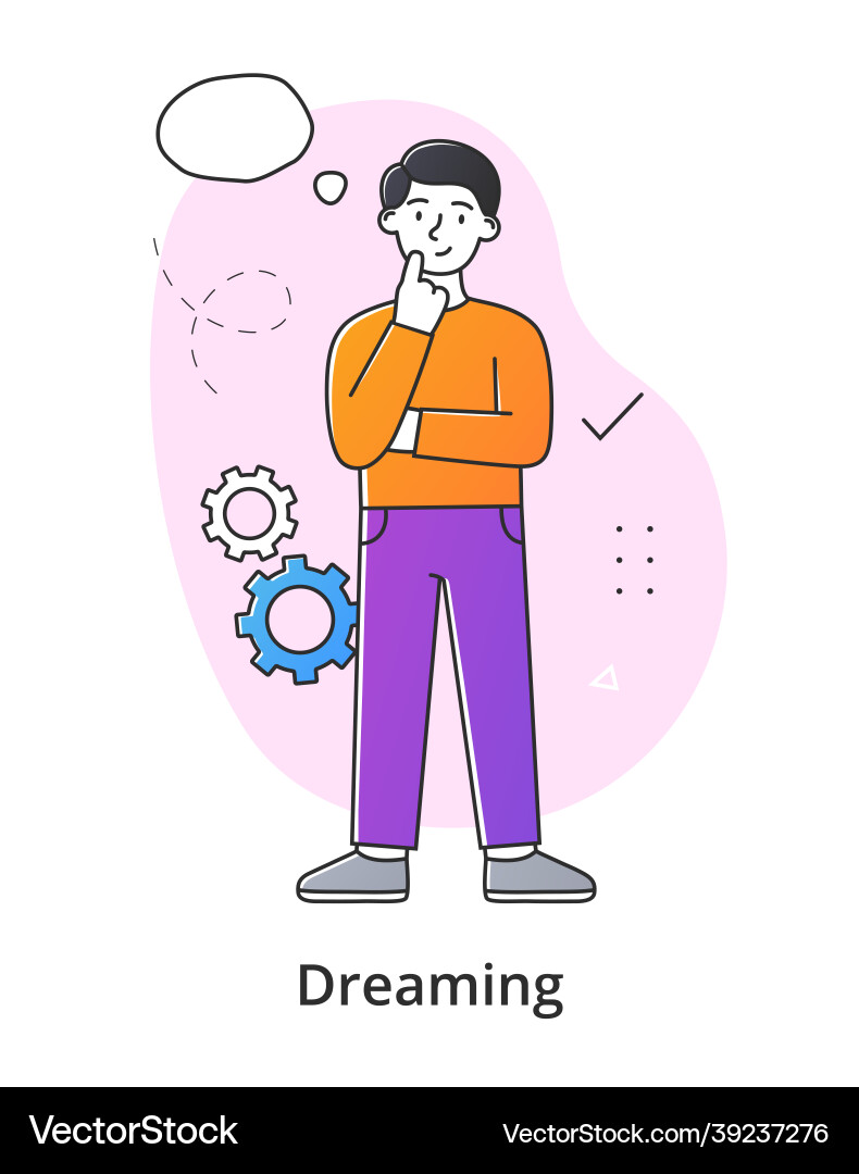 Young male character dreaming on white background Vector Image
