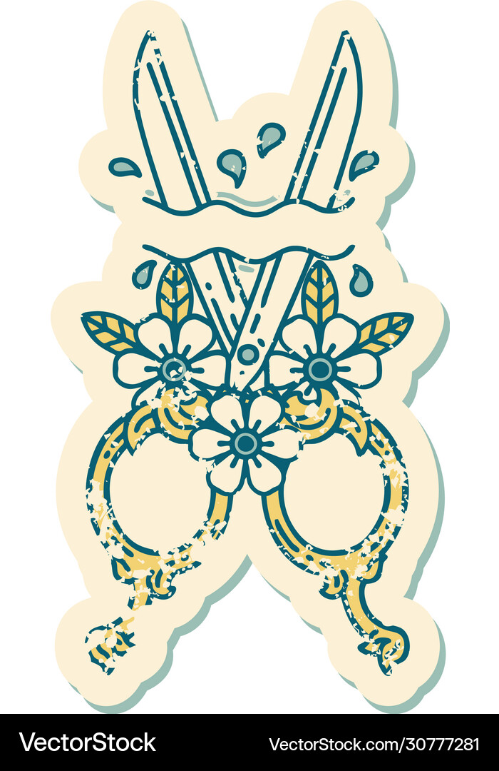 Distressed sticker tattoo style icon a barber Vector Image