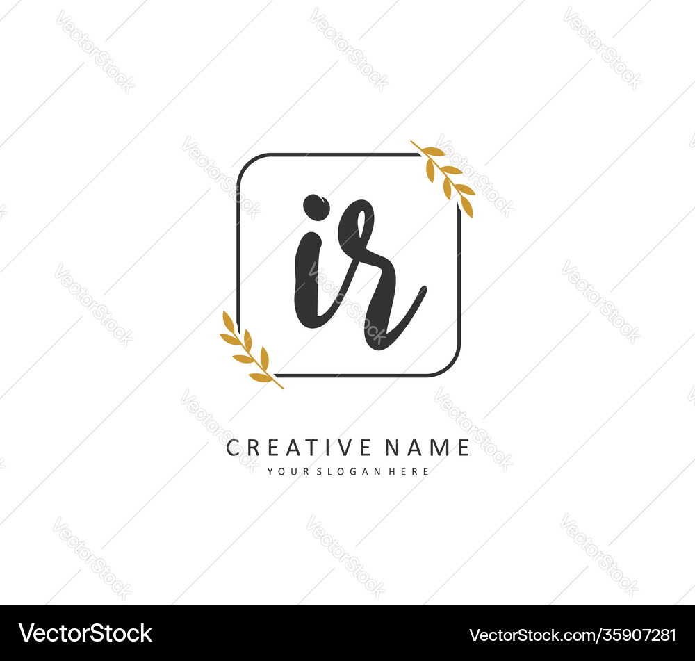 Ir initial letter handwriting and signature logo Vector Image