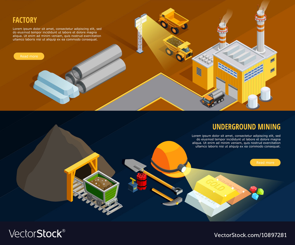 Mining Horizontal Banners Set Royalty Free Vector Image