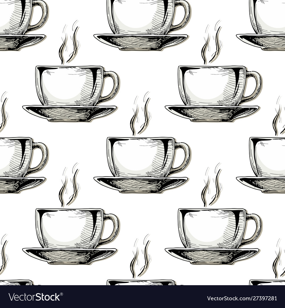 Pattern with big ceramic cup Royalty Free Vector Image