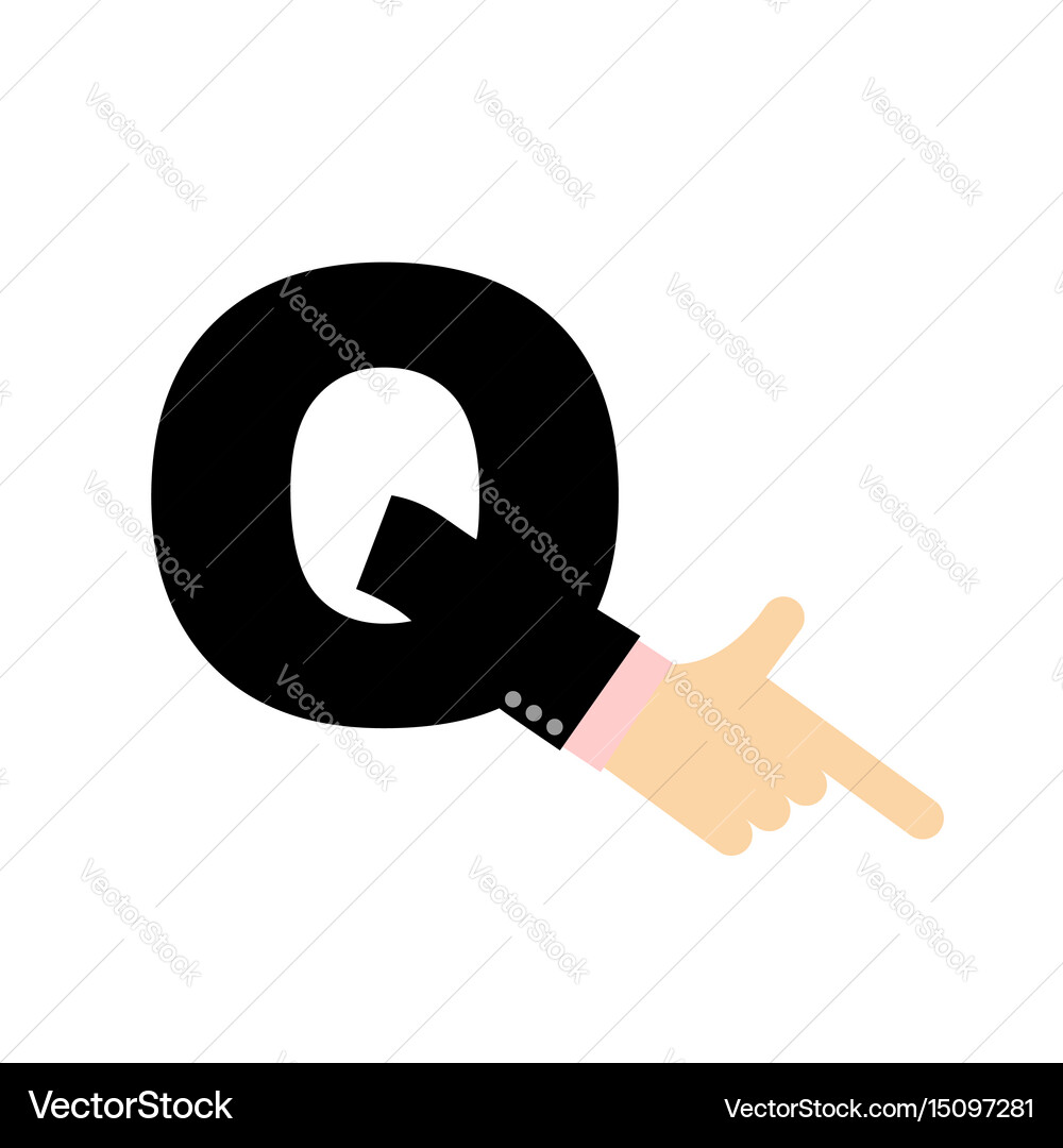 Q letter hand forefinger lettering hand Royalty Free Vector