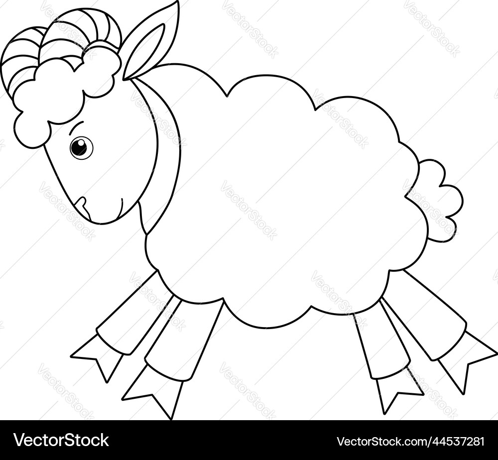 Running ram farm animal - linear picture Vector Image