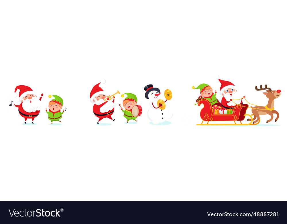 Santa claus big christmas and new year set Vector Image